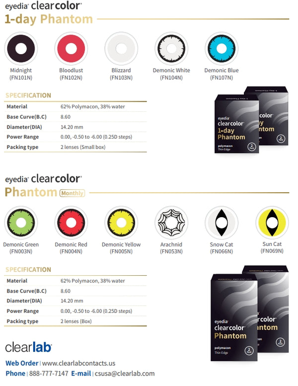 Clearcolor Phantom 1-Day - Essel Eyewear NY